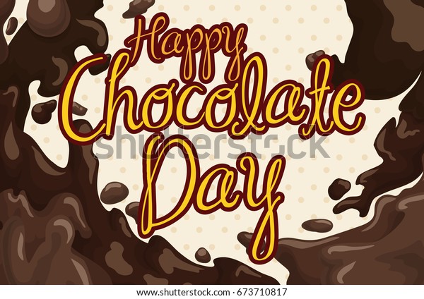 Poster Delicious Liquid Chocolate Flooding Design Stock Vector (Royalty ...