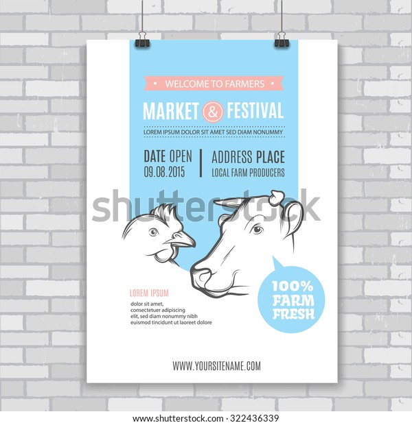 Poster Design Template Cow Chicken Perfect Stock Vector (Royalty Free ...