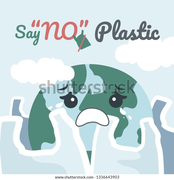Poster Earth Crying Plastic Bag Cartoon Stock Vector (Royalty Free ...