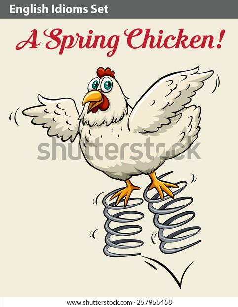 Poster English Idiom Showing Spring Chicken: เวกเตอร์สต็อก (ปลอดค่า ...