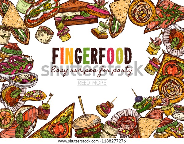 Poster Finger Food Background Template Website Stock Vector (Royalty ...