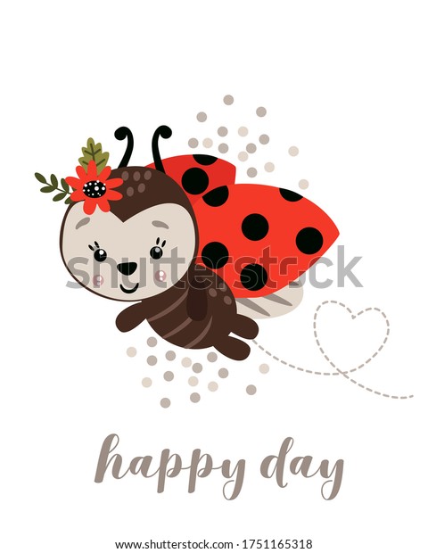 Poster Happy Day Ladybug Vector Illustration Stock Vector (Royalty Free ...