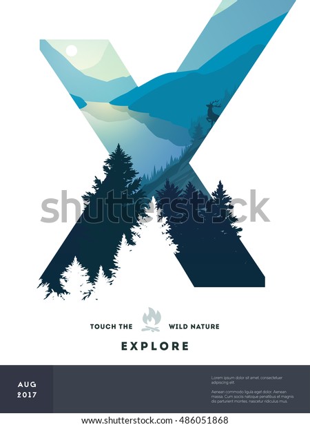 Poster Layout Template Nature Landscape Background Stock Vector ...