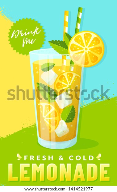Poster Lemonade Modern Vector Illustration Glass Stock Vector (Royalty ...