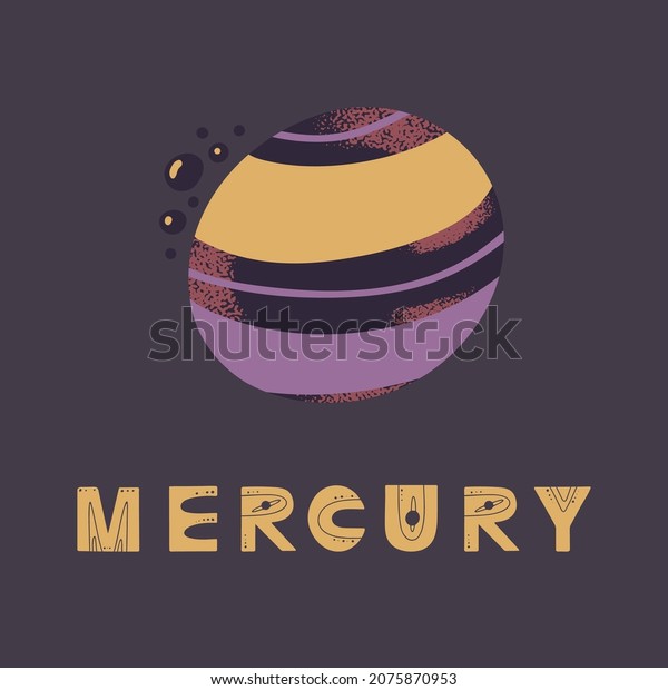 Poster Lettering Mercury Planet Vector Illustration Stock Vector ...