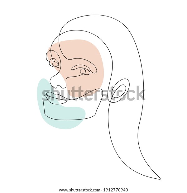 Poster with a minimal transgender face and abstract shapes. Elegant ...