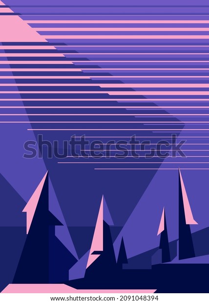 Poster Northern Lights Forest Placard Design Stock Vector (Royalty Free ...