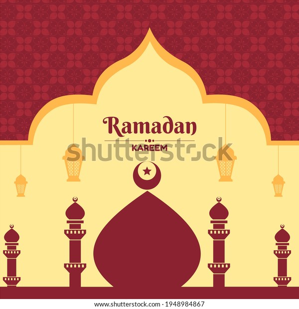 Poster Ramadan Maroon Yellow Color Element Stock Vector (Royalty Free ...