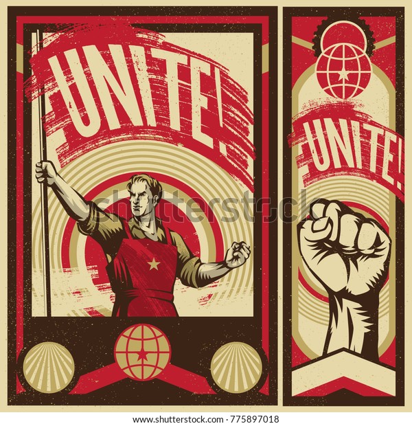 Poster Revolution. Propaganda Background Style. Revolution raising The ...