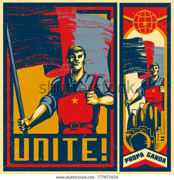 Poster Revolution Propaganda Background Style Revolution Stock Vector ...