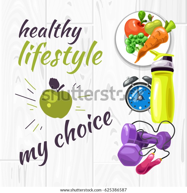 Poster Shows Elements Healthy Lifestyle Stock Vector (Royalty Free ...