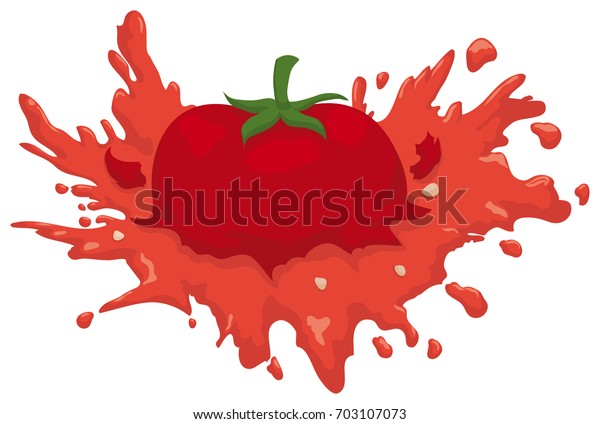 Poster Smashed Juicy Tomato Some Seeds Stock Vector (Royalty Free ...