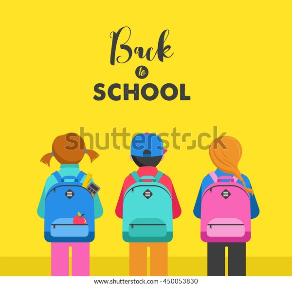 Poster Students Kids Backpacks Back School Stock Vector (Royalty Free ...