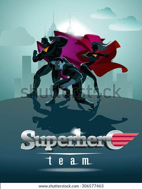 Vector de stock (libre de regalías) sobre Afiche.Equipo Superhéroe ...