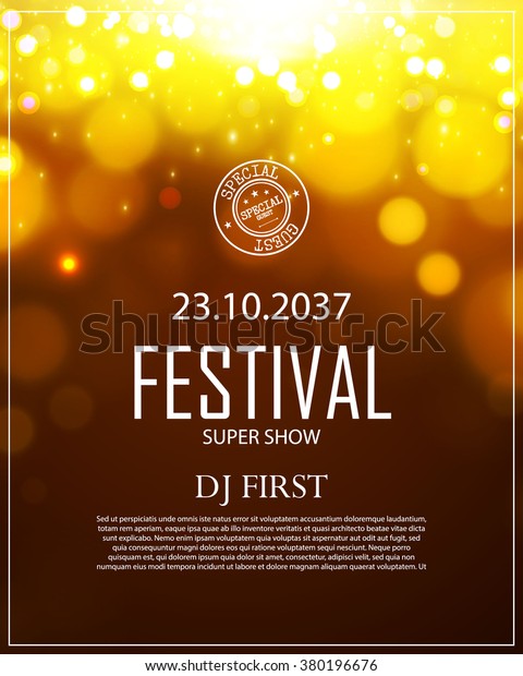 Poster Template Bokeh Effect Concert Party Stock Vector (Royalty Free ...