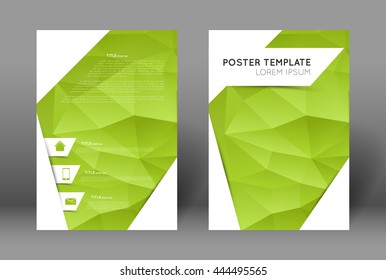 Poster Template Design Green Polygon Background Stock Vector (Royalty ...
