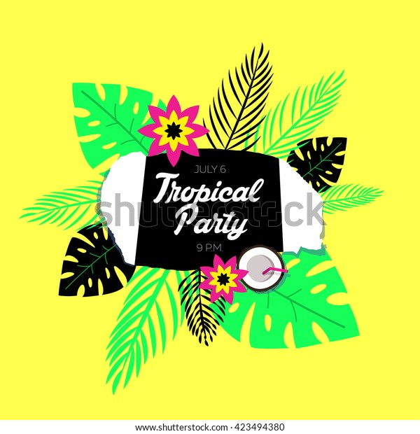 Poster Template Tropical Party Background Stylized Stock Vector ...