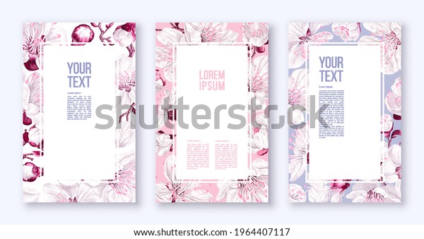 Poster Templates Spring Flowers Vector Inflorescences: เวกเตอร์สต็อก ...