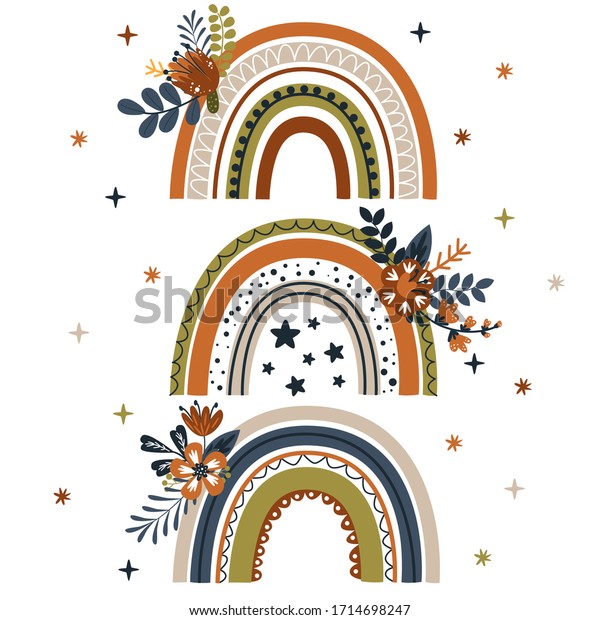 Poster Three Colorful Rainbows Vector Illustration Stock Vector ...