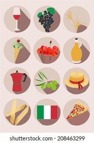 Poster Typical Italian Objects Food Stock Vector (Royalty Free ...