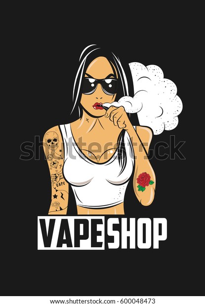 Poster Vape Shop Vape Girl Vector Stock Vector (Royalty Free) 600048473 ...