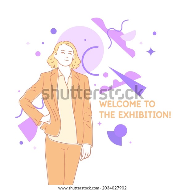 Poster Welcome Exhibition Vector Linear Illustration Stock Vector ...