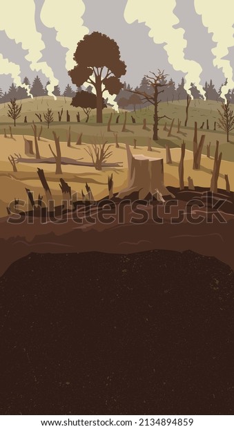 Posters On Forest Destruction Burning Deforestation Stock Vector ...