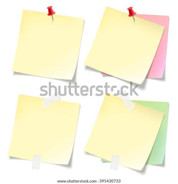 Postit Stickers Collection Yellow Pink Green Stock Vector (Royalty Free ...