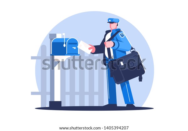 Postman Bag Delivering Letters Vector Illustation Stock Vector (Royalty ...