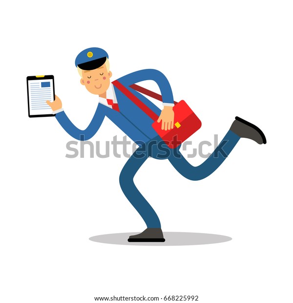 Postman Blue Uniform Red Bag Clipboard Stock Vector (Royalty Free ...