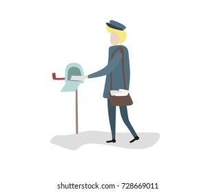 Postman Career Working Vector Illustration Stock Vector (Royalty Free ...