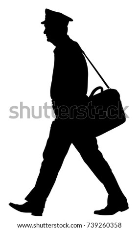 Postman Mailman Walking On Duty Vector Stock Vector (Royalty Free ...
