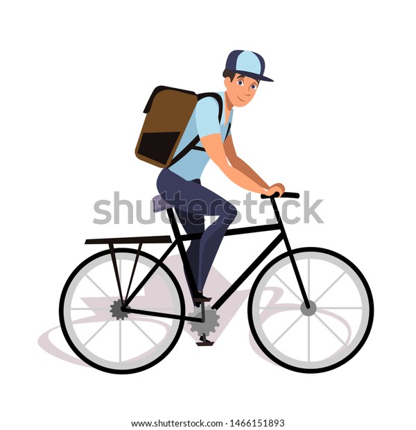 Postman On Bicycle Flat Vector Illustration Stock Vector (Royalty Free ...