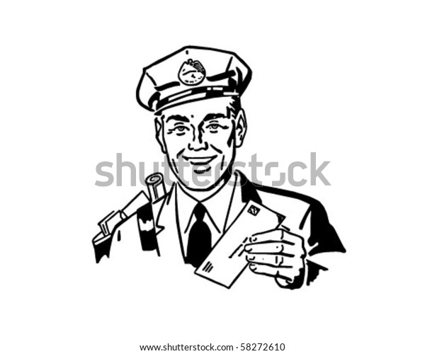 Postman Retro Clip Art Stock Vector (Royalty Free) 58272610