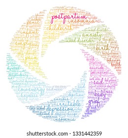 Postpartum Word Cloud On White Background Stock Vector (Royalty Free ...