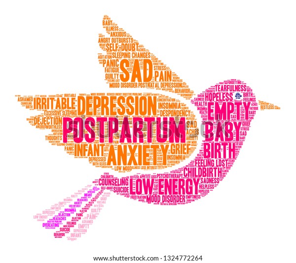 Postpartum Word Cloud On White Background Stock Vector (Royalty Free ...