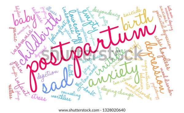 Postpartum Word Cloud On White Background Stock Vector (Royalty Free ...
