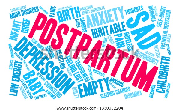 Postpartum Word Cloud On White Background Stock Vector (Royalty Free ...