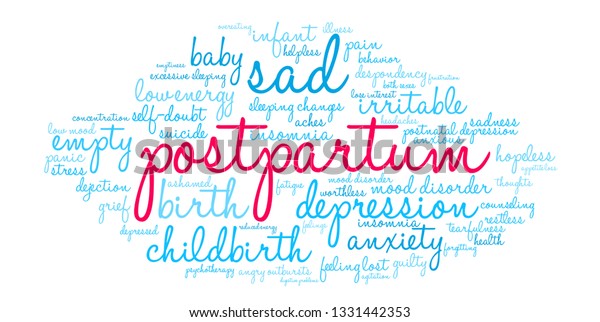 Postpartum Word Cloud On White Background Stock Vector (Royalty Free ...