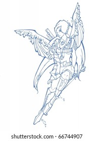 El ángel con una pistola y: vector de stock (libre de regalías) 1771169552