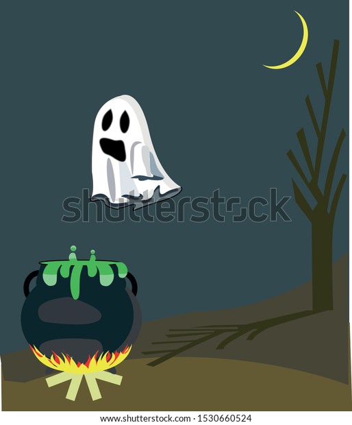 Pot Soup Halloween Ghost Icon Vector Stock Vector (Royalty Free ...