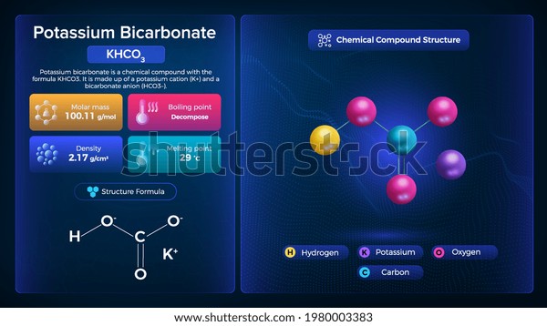 Potassium Bicarbonate Properties Chemical Compound Structure Stock ...