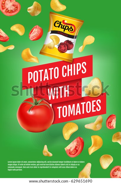 Potato Chips Ads Vector Realistic Illustration Stock Vector (Royalty ...