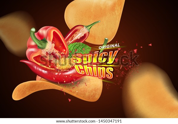 Potato Chips Logo On Solid Color Stock Vector (Royalty Free) 1450347191