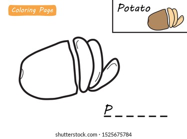 Potato Coloring Page Children Study Example Stock Vector (Royalty Free ...