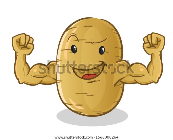 Potato Emoticon Cute Chibi Strong Muscle 库存矢量图（免版税）1568008264 ...