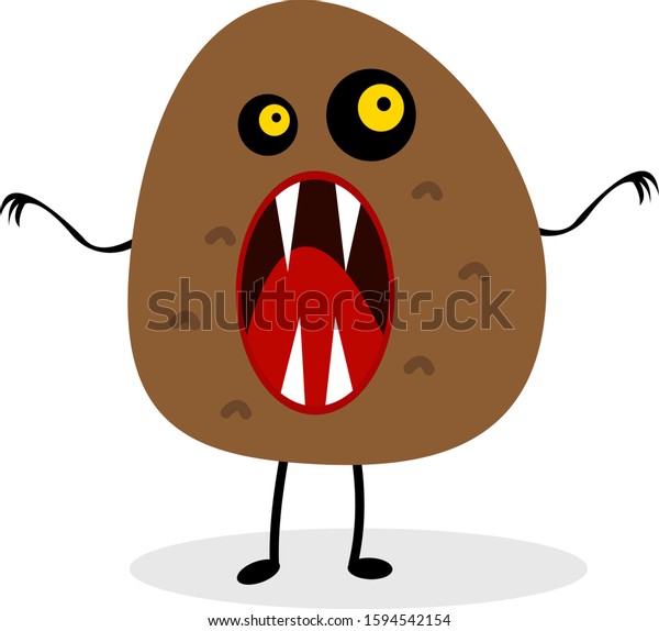 Potato Monster Sharp Fangs Open Mouth Stock Vector (Royalty Free ...