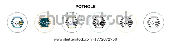 Pothole Sign Icon Filled Thin Line Stock Vector (Royalty Free) 1972072958