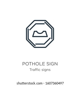 Pothole Sign Icon Thin Linear Pothole Stock Vector (Royalty Free ...