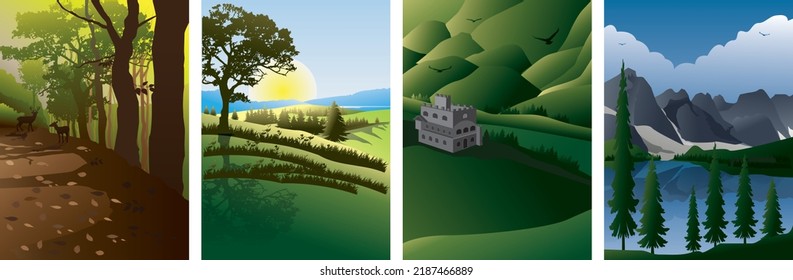 Potrait Nature Cute Vector Illustration Landscape Stock Vector (Royalty ...